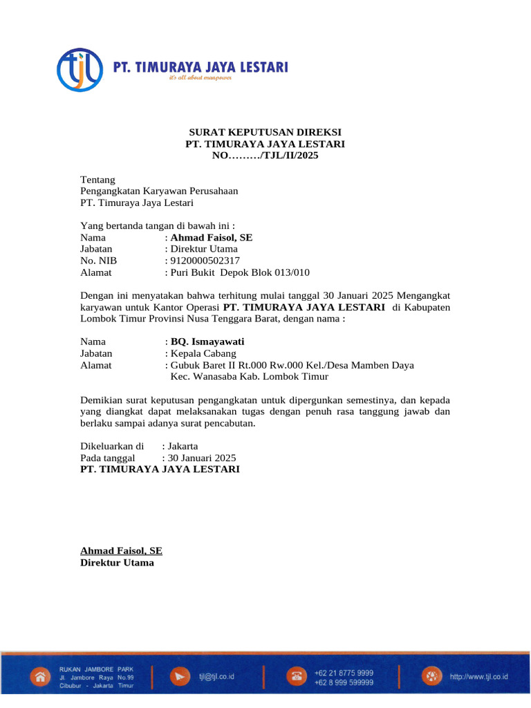 Surat Keputusan Direksi | PDF