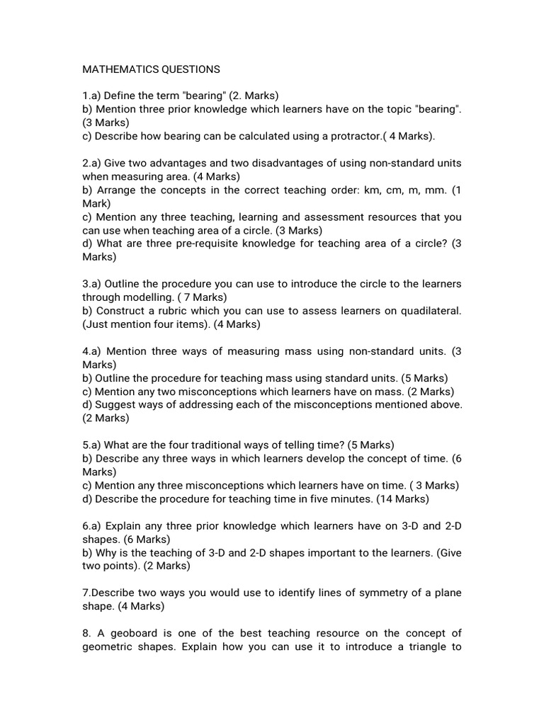 Maths Questions and Answers | PDF | Circle | Triangle