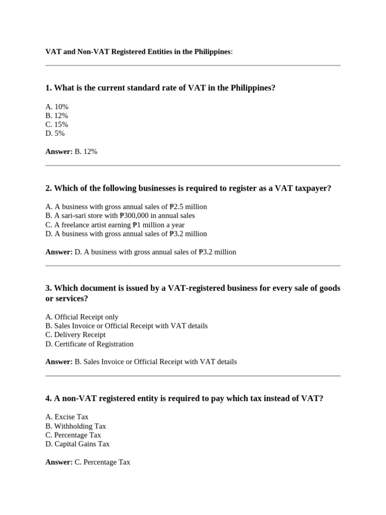 VAT vs Non-VAT Registration in the Philippines | PDF | Value Added Tax ...