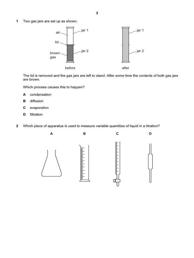 IGCSE CHEM Extended Multiple Choice Questions | PDF | Chemical ...