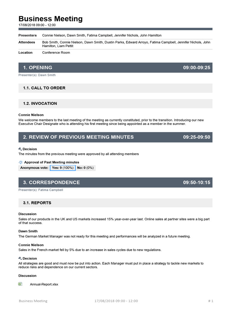 Business Meeting Minutes | PDF | Government