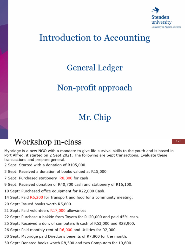 Introduction To Accounting Lecture 6 General Ledger 2021 Non-Profit Approach | PDF | Debits And ...