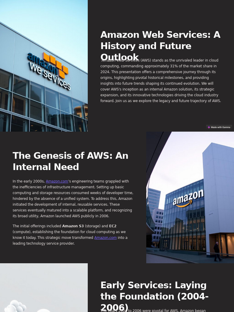 Amazon Web Services A History and Future Outlook | PDF | Amazon Web Services | Cloud Computing