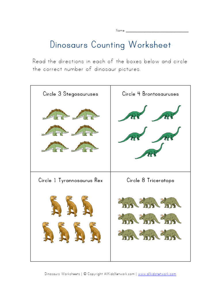 Counting Dinosaurs Worksheet | PDF