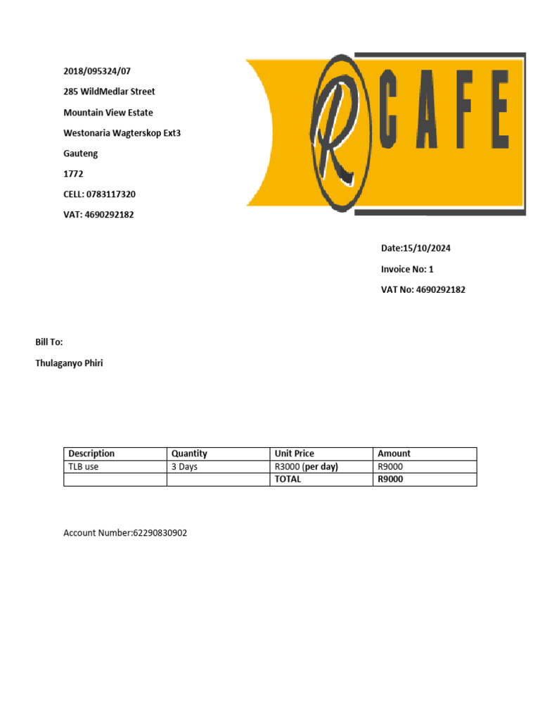 Invoice 01 to Thulaganyo | PDF