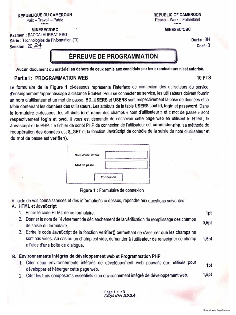 Bacc TI 2024 Programmation | PDF