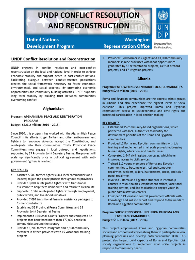 UNDP - US - Conflict Resolution and Reconstruction July 2015 | PDF ...