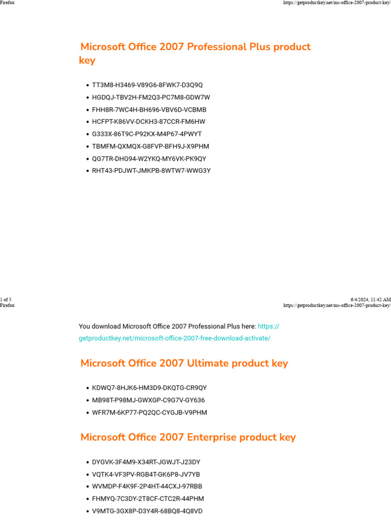 MS Office 2007 Product Key000 | PDF | Office Suites | Information ...
