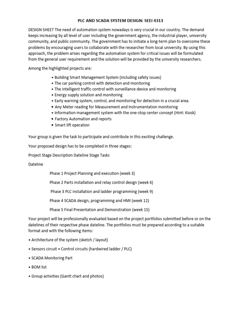 Plc and Scada System Design Assignment | PDF