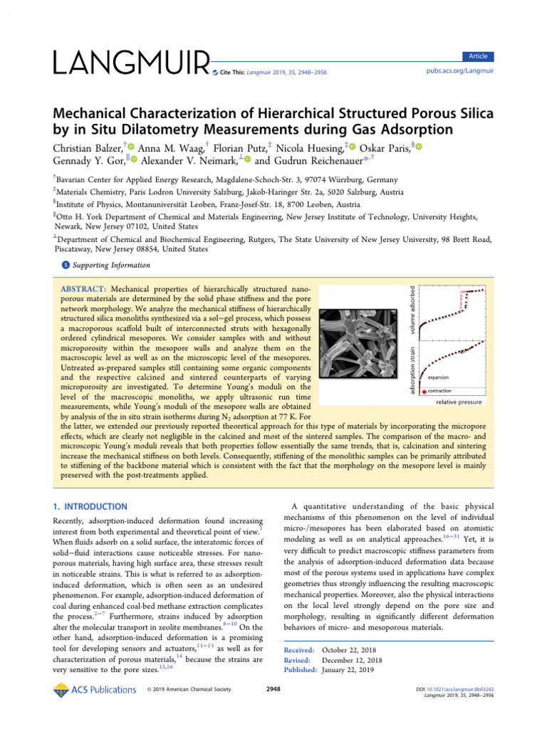 la8b03242Mechanical Characterization of Hierarchical Structured Porous Silica | PDF | Adsorption ...