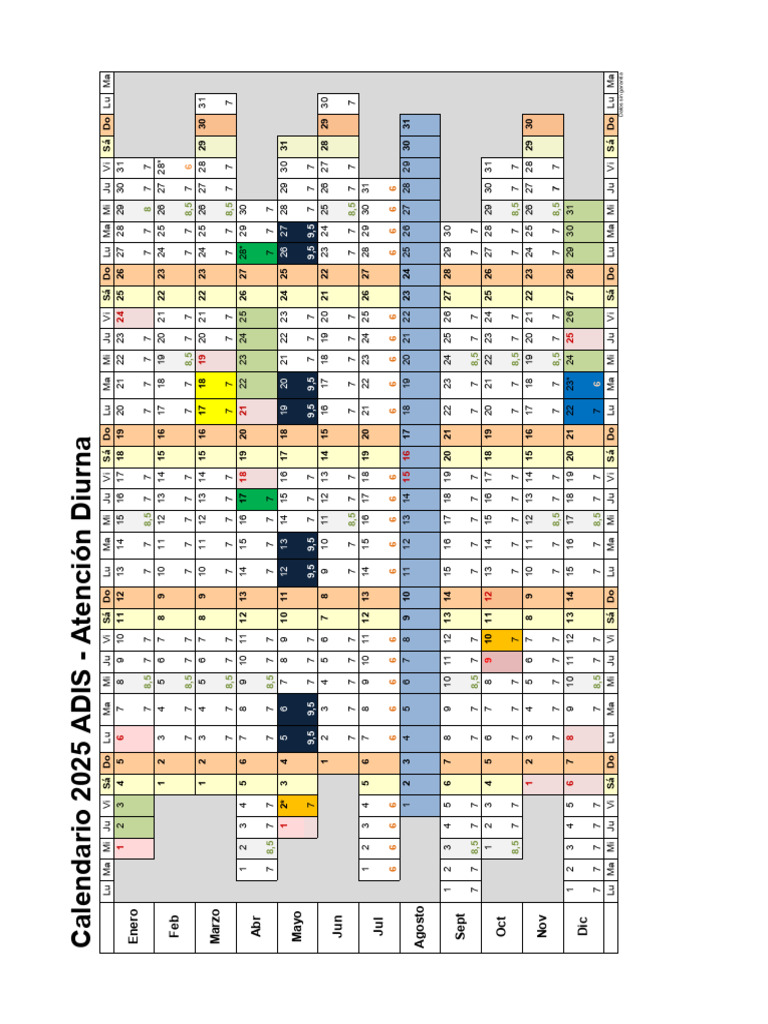 calendario-2025-ATENCIÓN DIURNA | PDF