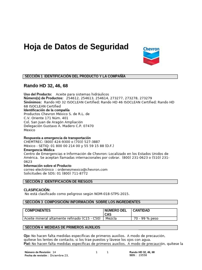 Rando HD 32,46,68 | PDF | Solubilidad | Toxicidad