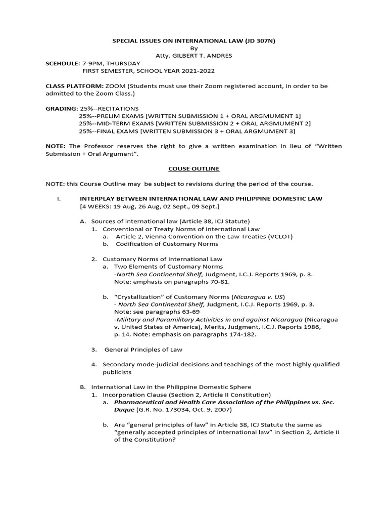 International Law Course by Atty. Andres | PDF | International Law ...