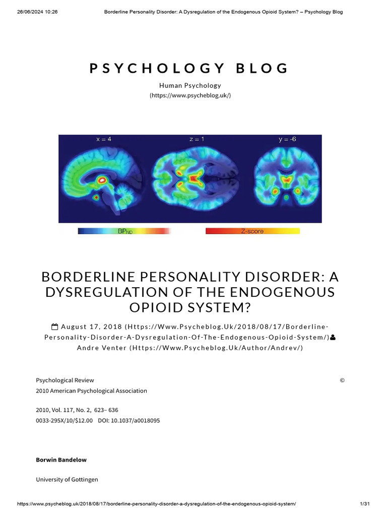 Dysregulation of opioid system | PDF | Reward System | Borderline ...