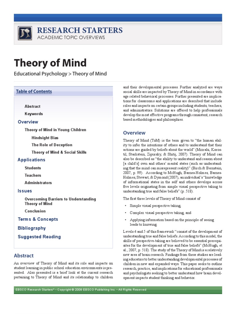 Theory of Mind | Theory Of Mind | Psychology