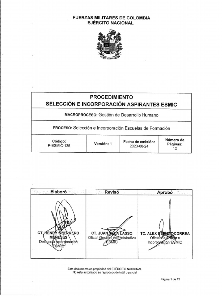 P Esmic 125 Seleccion e Incorporacion Aspirantes Esmic v1 | PDF