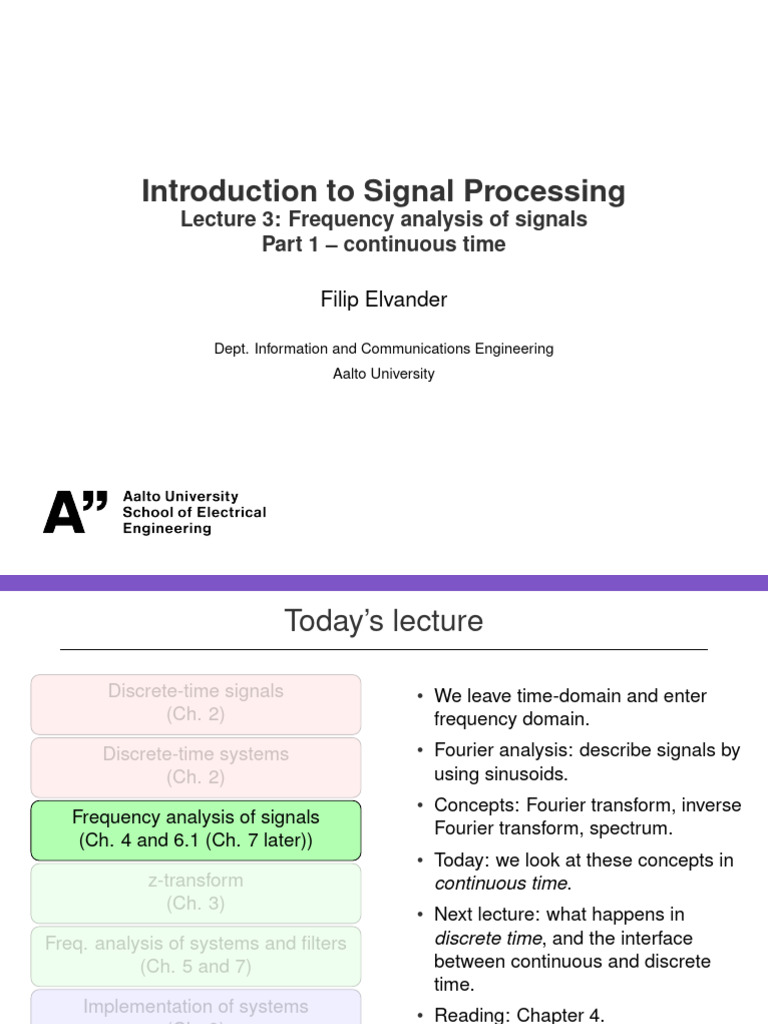 ELEC-C5231 Lecture3 Fourier Part1 | PDF | Basis (Linear Algebra) | Fourier Transform