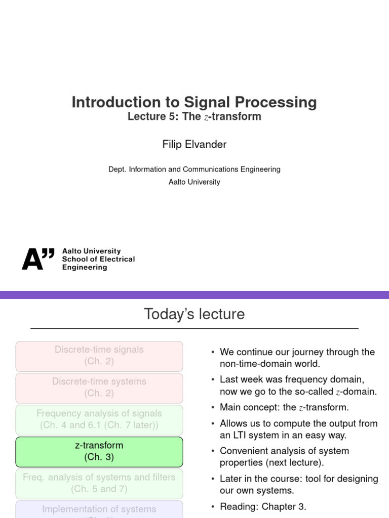ELEC-C5231 Lecture5 Z Transform | PDF | Laplace Transform | Mathematical Relations