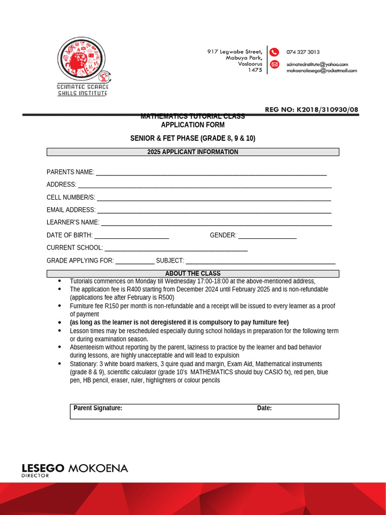 Form 1 Application for 2025 Tutorials | PDF