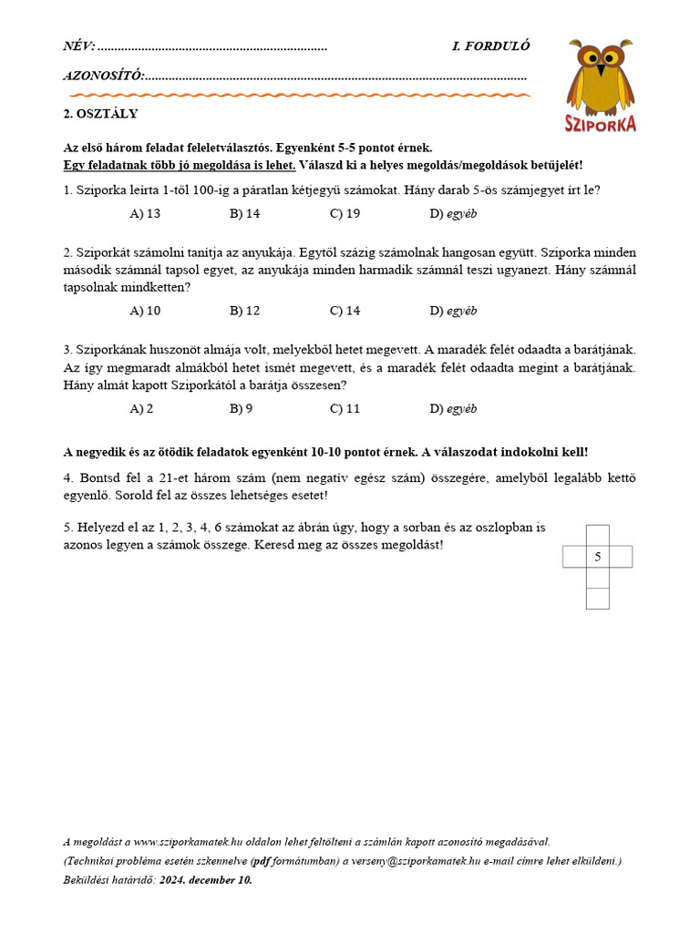 Sziporka 2024 2025 1F 2o | PDF