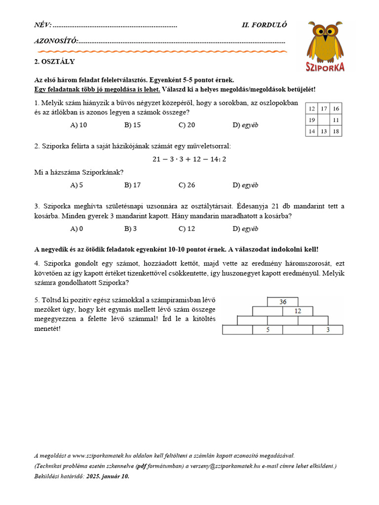 Sziporka 2024 2025 2F 2o | PDF