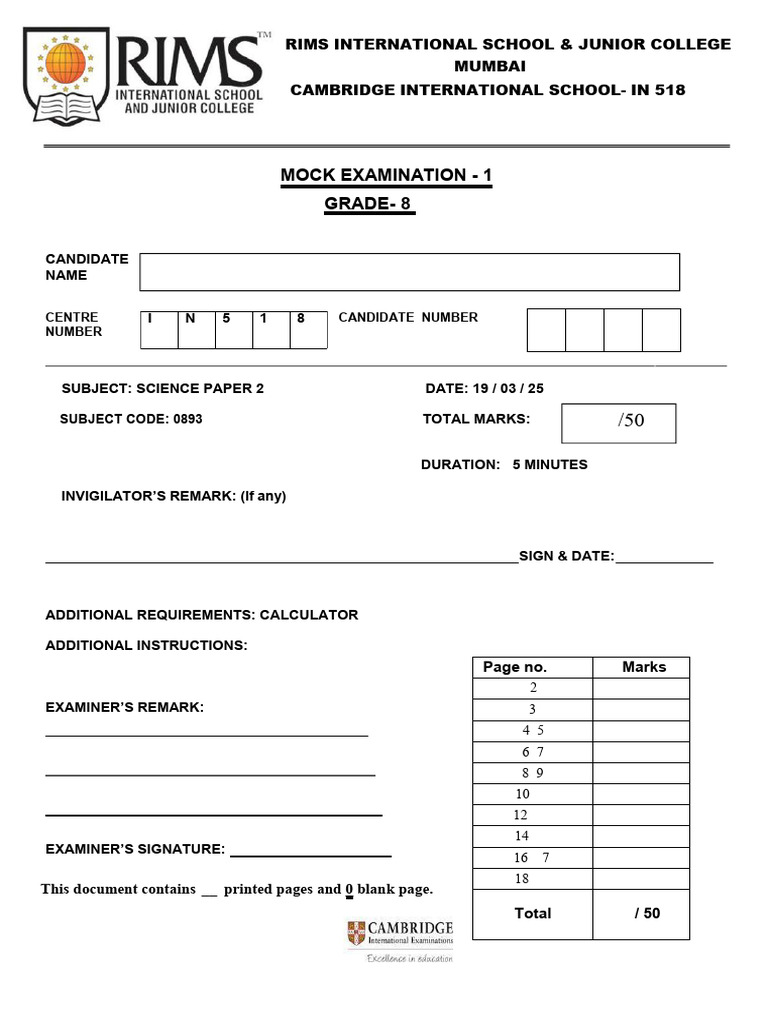 SCI MOCK 1 GRD 8 Checkpt PPR 2 '25 | PDF | Chemistry | Atoms