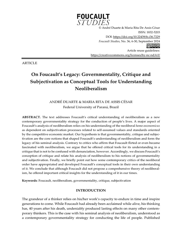 Governmentality and Subjectivation | PDF | Michel Foucault | Discourse