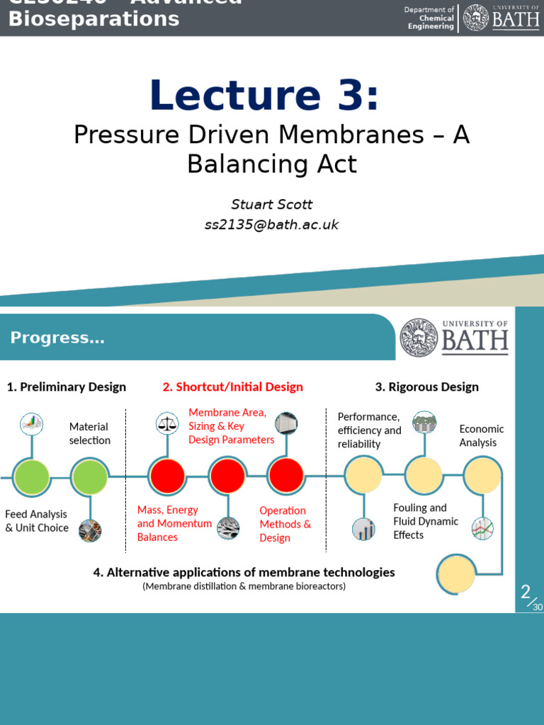 Lecture 3 - Pressure Driven Membranes - A Balancing Act | PDF | Membrane | Osmosis