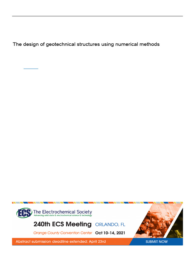 The Design of Geotechnical Structures Using Numeri | PDF | Geotechnical ...