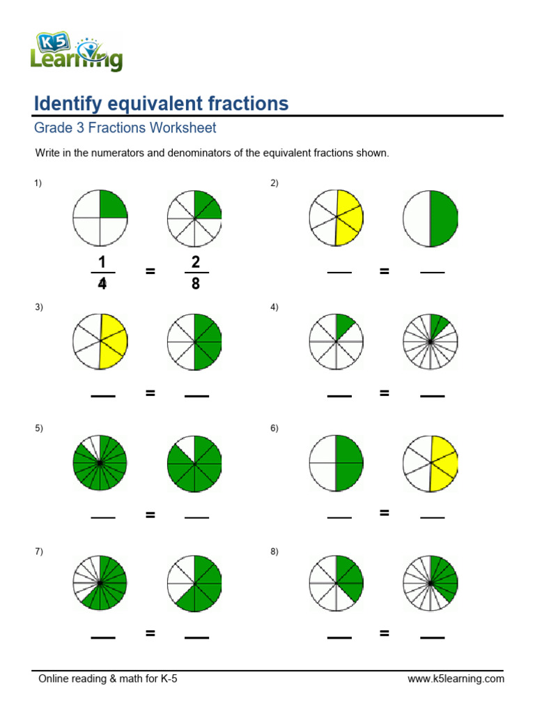 Grade 3 Identify Equivalent Fractions B | PDF
