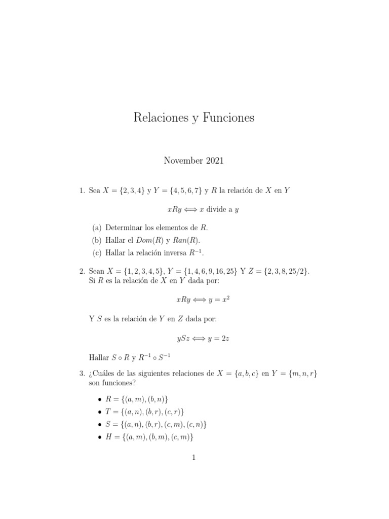 Relaciones y Funciones | PDF | Función (Matemáticas) | Análisis matemático