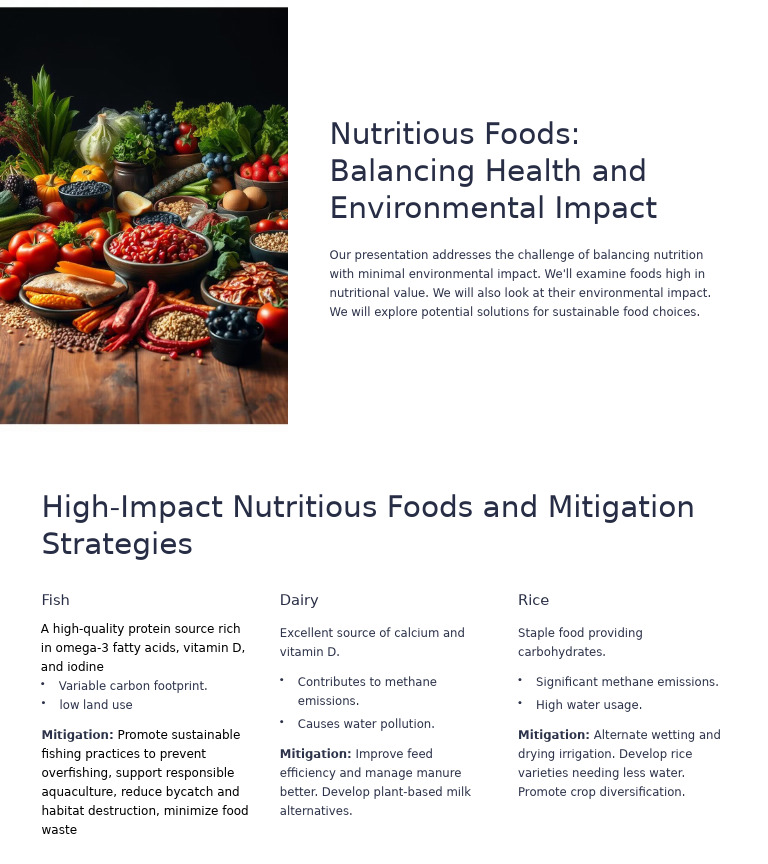 Nutritious Foods and Sustainability Solutions | PDF