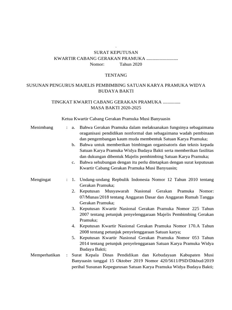 Susunan Pengurus Pramuka 2020-2025 | PDF