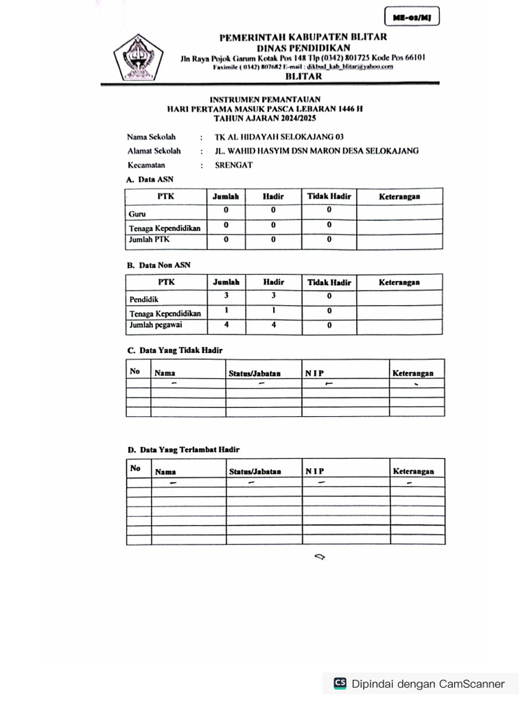 Instrumen TK Selo 03 | PDF
