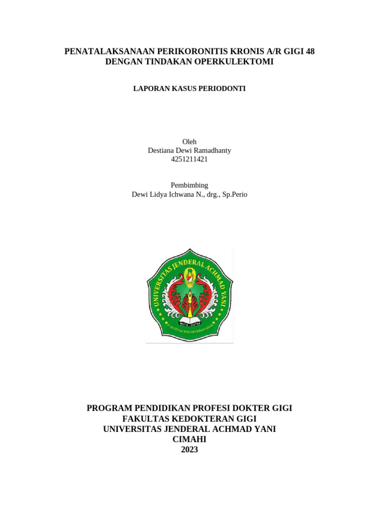 Penatalaksanaan Perikoronitis Gigi 48 | PDF