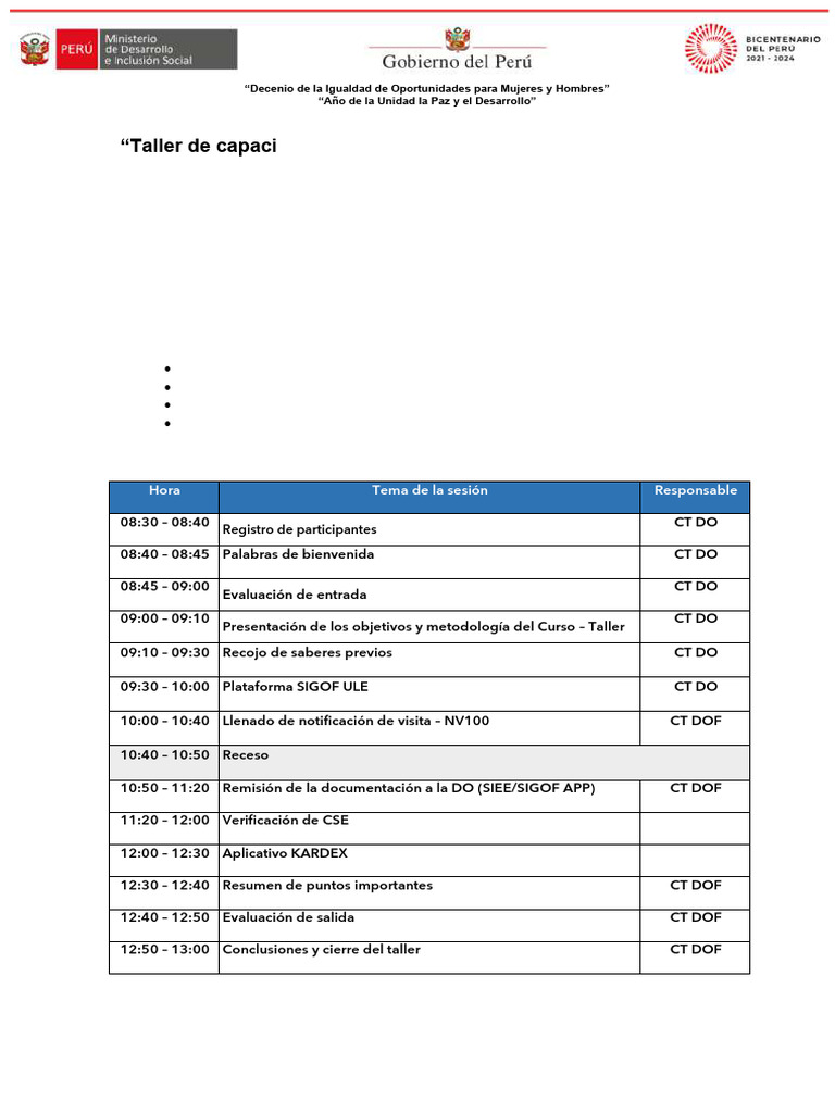Programa Taller | PDF