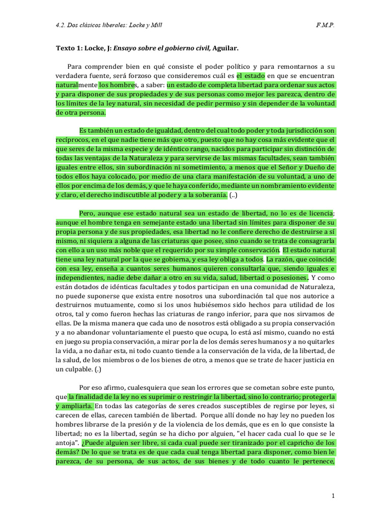 4.2. Dos Clásicos Liberales - Locke y Mill | PDF | John Stuart Mill ...