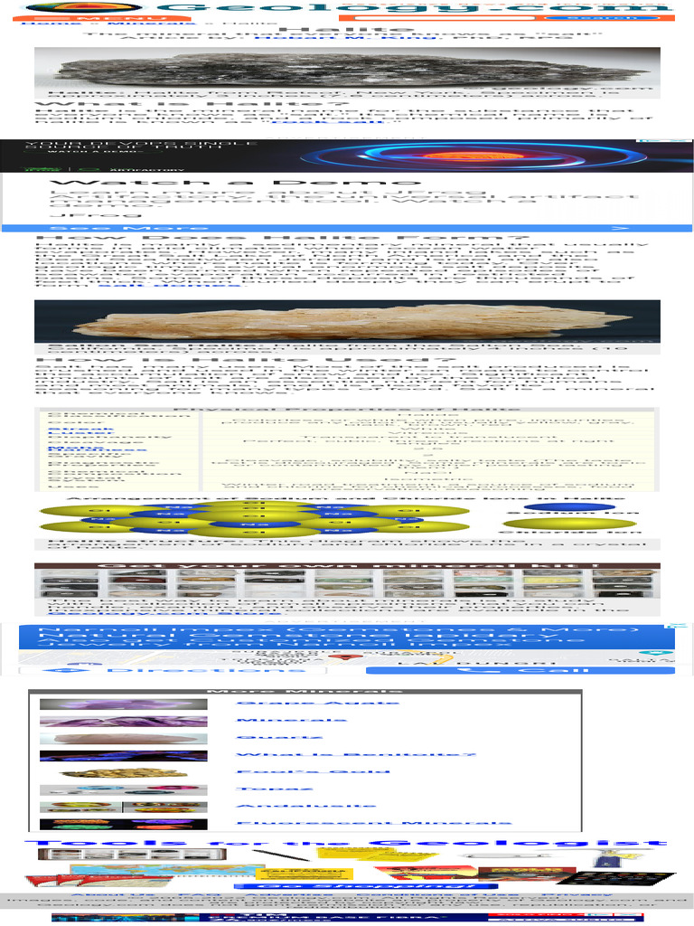 Halite Mineral Uses and Properties | PDF | Minerals | Sodium Chloride