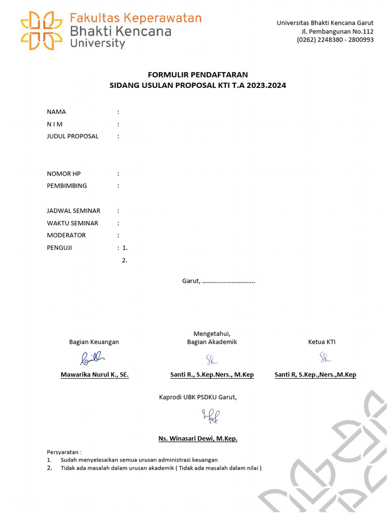 FORMULIR PENDAFTARAN Kosong | PDF