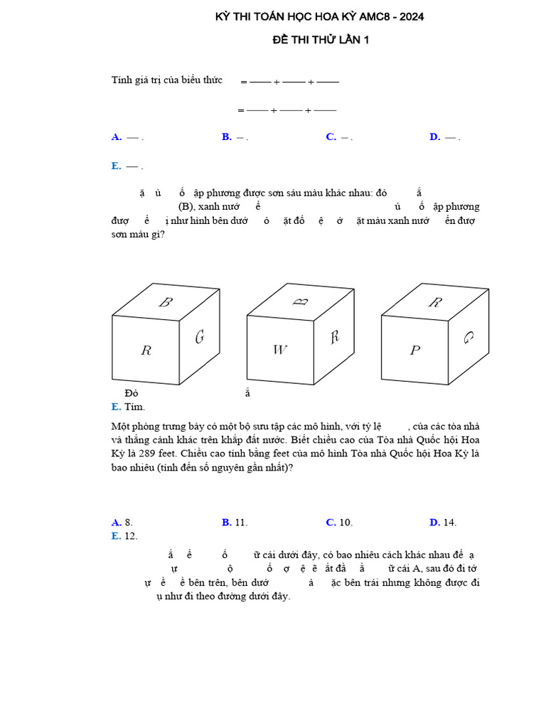 AMC8-2024-Đề-thi-thử-Lần 1-v2 | PDF