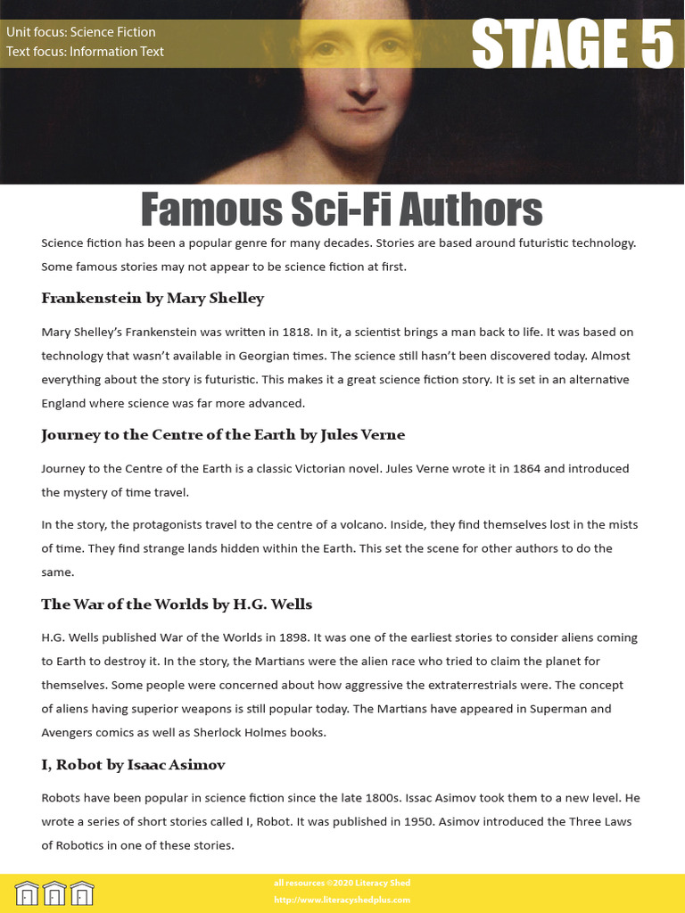 Famous Sci Fi Authors Stage 5 Comp Comprehension Pack | PDF | Science ...