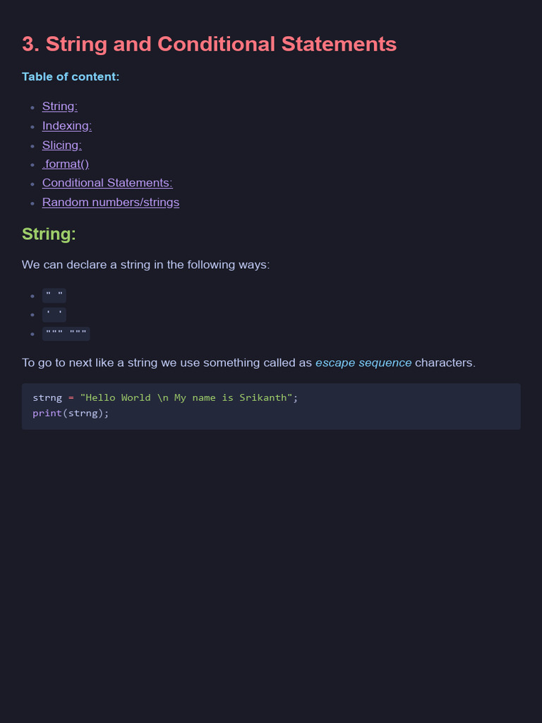 String and Conditional Statements | PDF | String (Computer Science) | Computer Programming