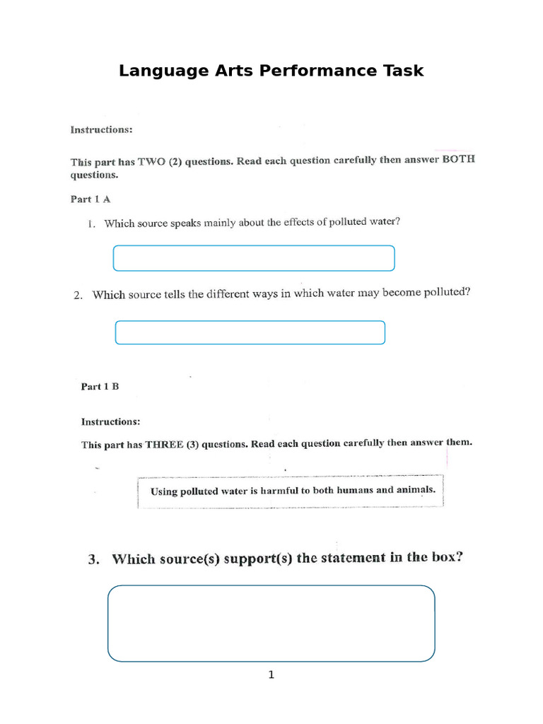 Grade 4 Language Arts Performance Task | PDF
