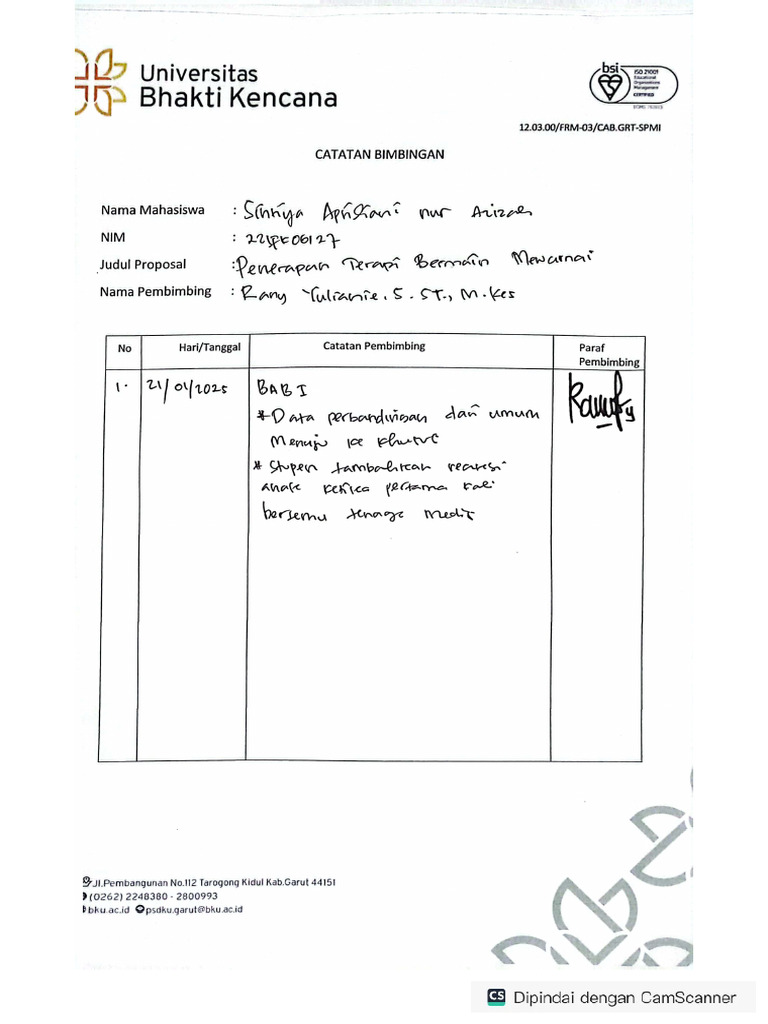 Lembar Catatan Bimbingan Dospem 2 | PDF