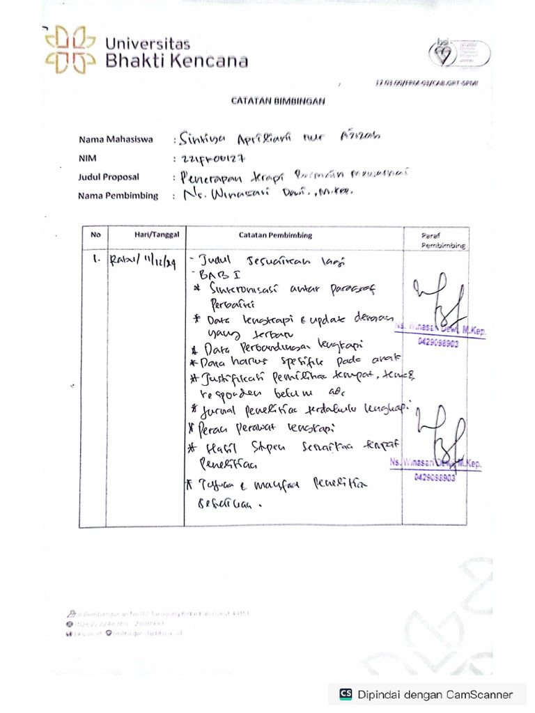 LEMBAR CATATAN BIMBINGAN DOSPEM 1 | PDF