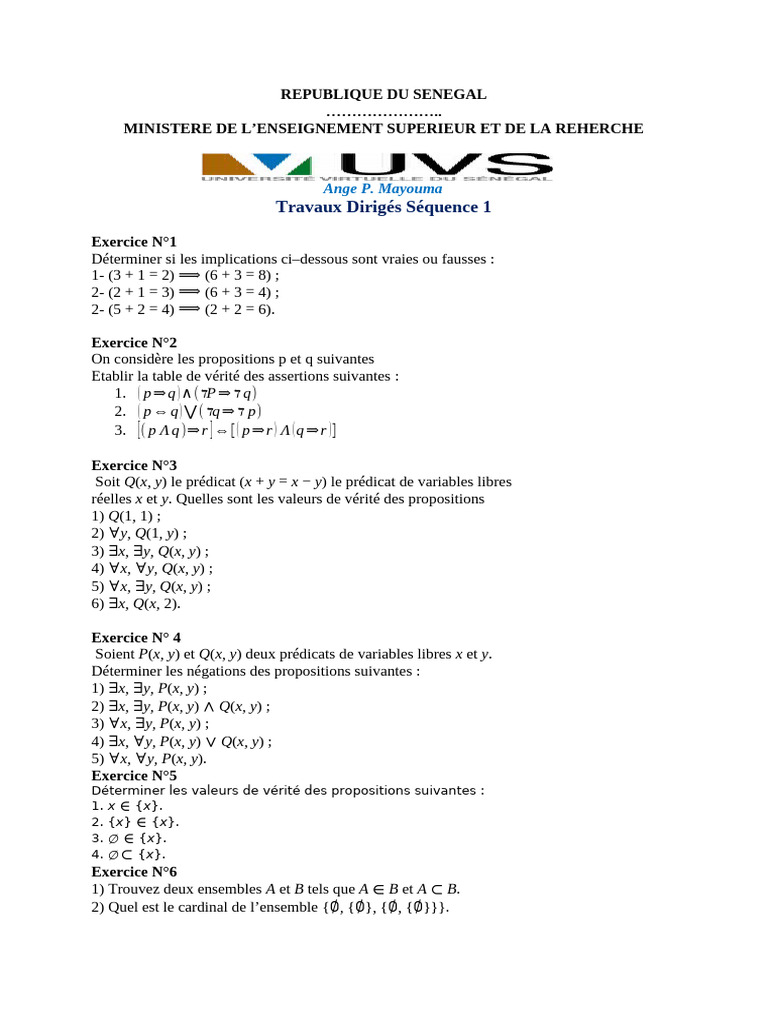 TD Séquence 1 | PDF | Fonctionnalités et modélisations | Métalogique