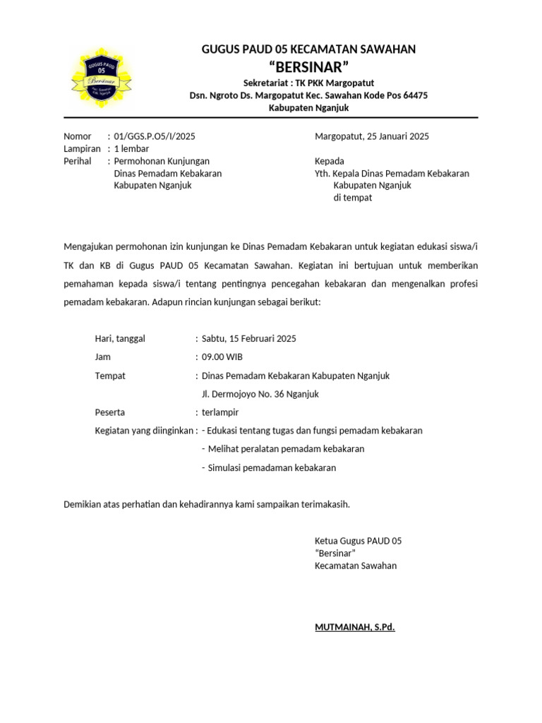 Surat Permohonan Damkar | PDF