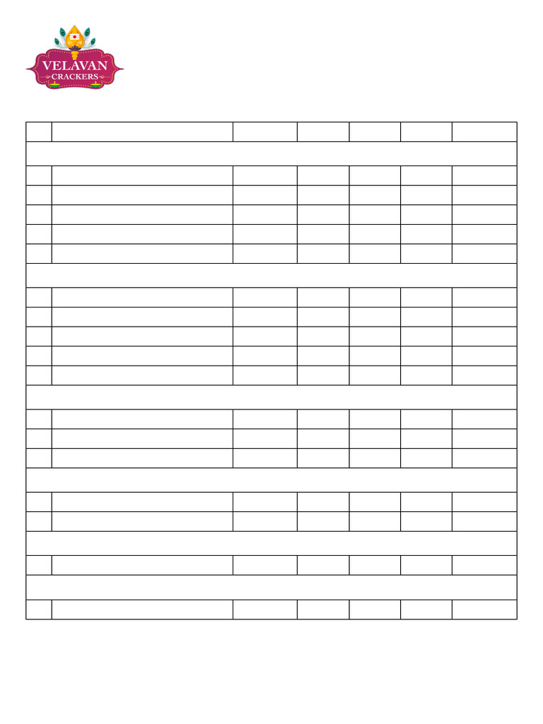 Velavan Crackers Price List 2024 | PDF