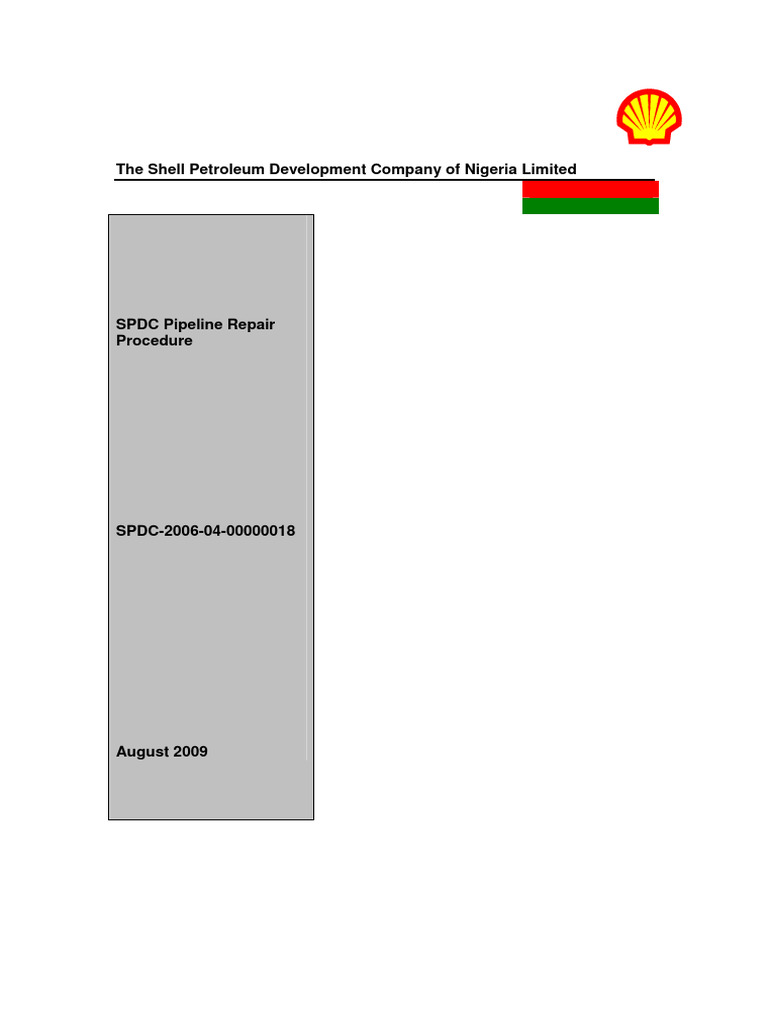 SPDC Pipeline Repair Procedure | PDF | Leak | Fires