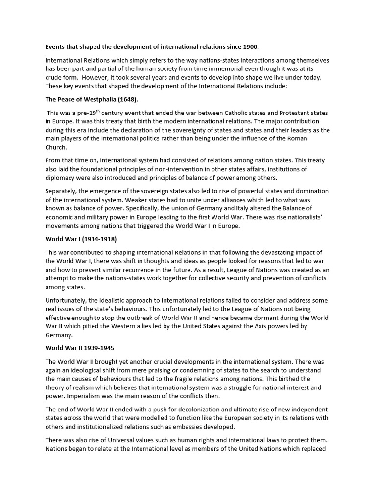 CAT 1 - IRDS 111 Introduction To International Relations | PDF | Cold ...